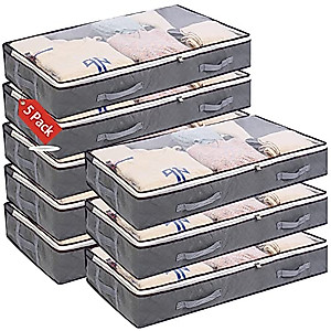 Vieshful 8 Pack Underbed Storage Bags 75L Foldable Clothes Bag Large Capacity Storage Containers with Clear Window Reinforced Handles Zippered Organizer Non-Woven for Comforters Blankets Bedding Stora
