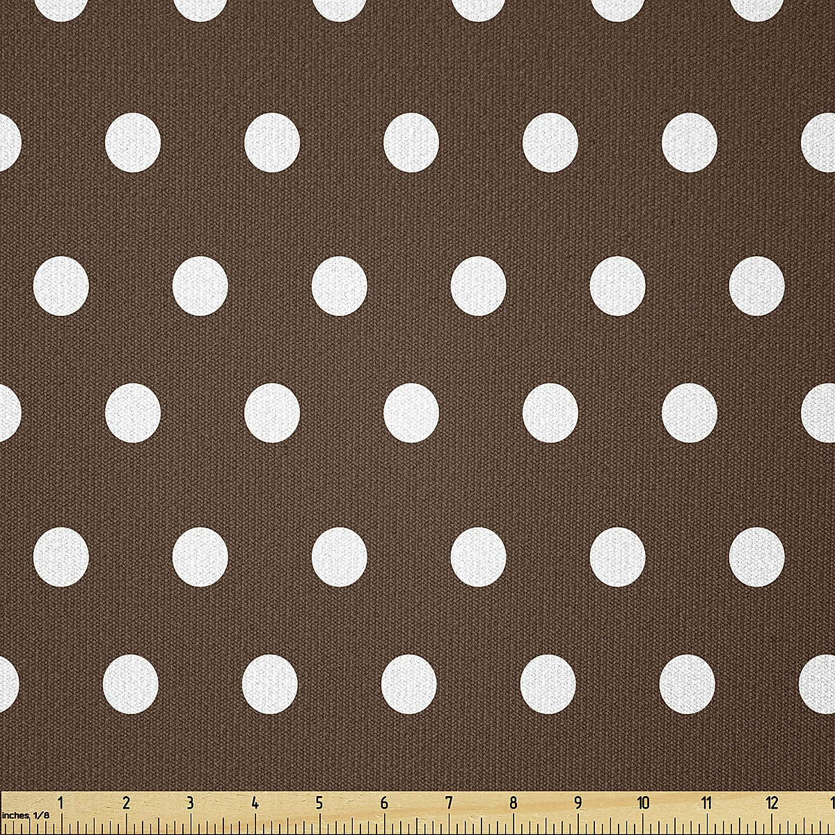 Lunarable Brown Fabric by The Yard, Nostalgic White Polka Dots on Dark Background Contrast Classic Vintage Elements, Stretch Knit Fabric for Clothing Sewing and Arts Crafts, 1 Yard, Dark Brown White
