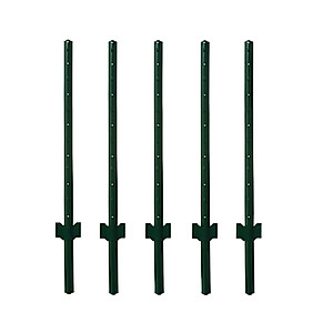 MTB Metal Fence Post Fence U Post Green 4 Feet, Pack of 5, for Garden Wire Fence U-Channel Steel Garden Post Sign Post