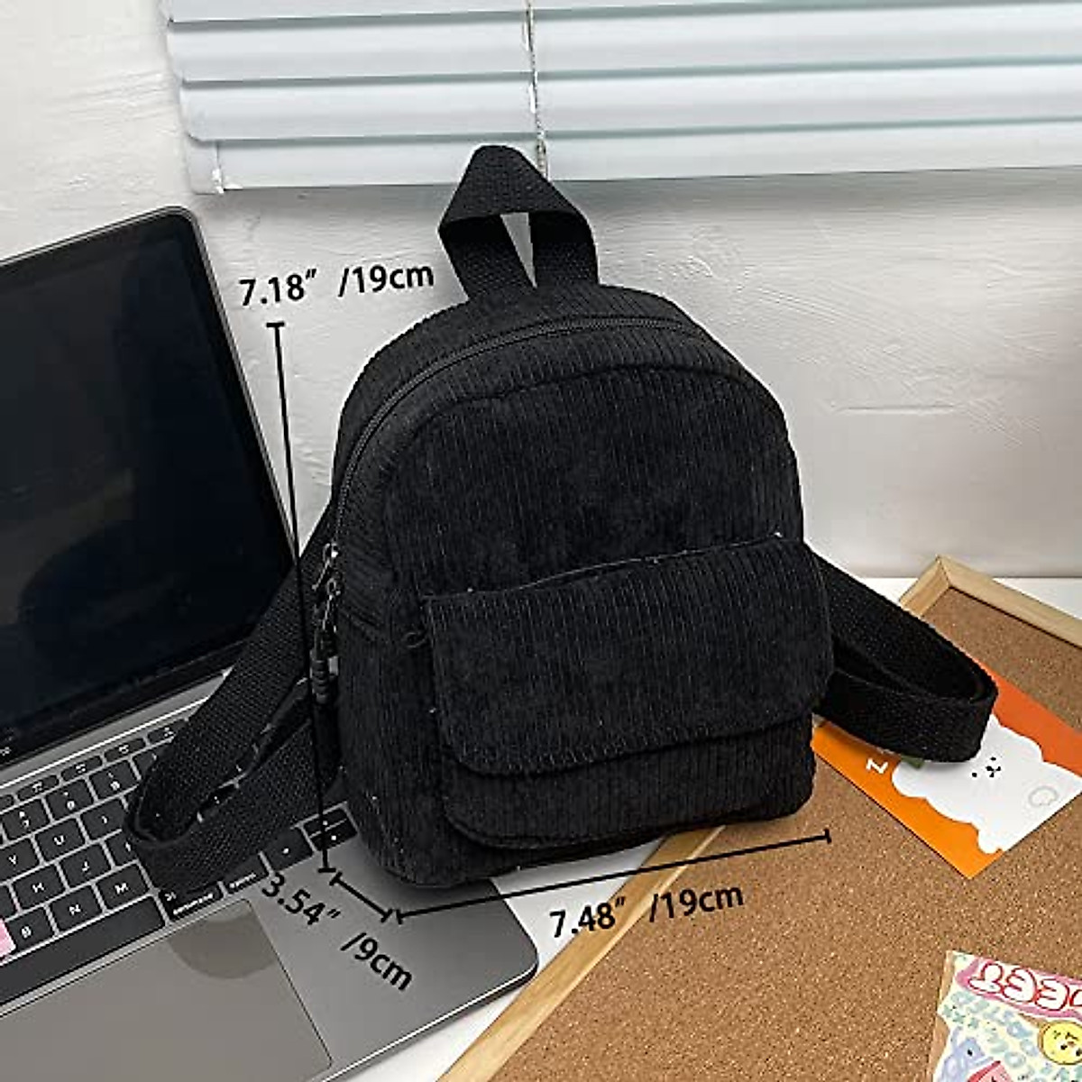 Fashion Women Mini Backpack Corduroy Solid Small Backpacks Simple Retro Casual Student Girls Bookbags Travel Pack Rucksack
