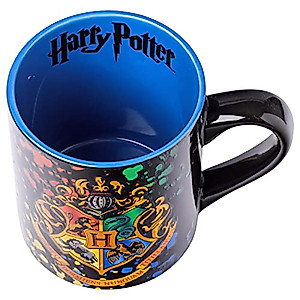 Silver Buffalo Harry Potter Hogwarts Crest Splatter Ceramic Mug, 14 Ounces