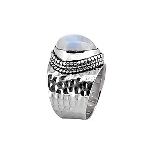 YoTreasure Rainbow Moonstone Solid .925 Sterling Silver Teardrop Ring (5)