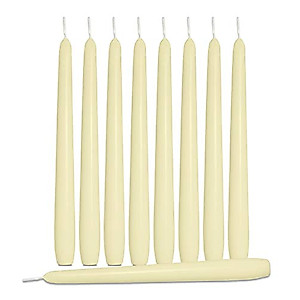 Hyoola Tall Taper Candles - Tapered Candles - Ivory Dripless Candle Sticks - 8 Inch (20cm) - 7 Hour Burn Time (30-Pack)