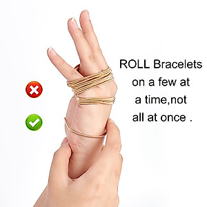 BENECREAT 60Pcs 4 Colors 2-1/4 inch Guitar String Bracelets, Rose Glod Platinum Light Gold Silver Flexible Steel Wire Layered Bracelet