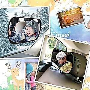 KINSEI Baby Car Mirror - Rear View Baby Car Back Seat Mirror - Child Observation Mirror Wide Convex and Shatterproof - 2 way of Connection Suitable for both Rear-facing and Forward-facing