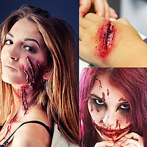 Wismee Special Effects Sfx Makeup Kit Professional Scar Wax Set 6 Color Bruise Wheel Makeup Kit Face Body Paint Oil with Sponges, Fake Scab Blood, Spatula Tool