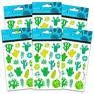 Cactus Stickers for Stationery Crafts Bundle ~ Over 100 Puffy Green Plants Stickers Featuring Cacti, Succulents, and More Cacti Stickers