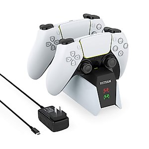 YCCSKY PS5 Controller Charger, Dual Controller Charging Station for PlayStation 5, PS5 Controller Charging Dock Station with Type C Ports & LED Indicator