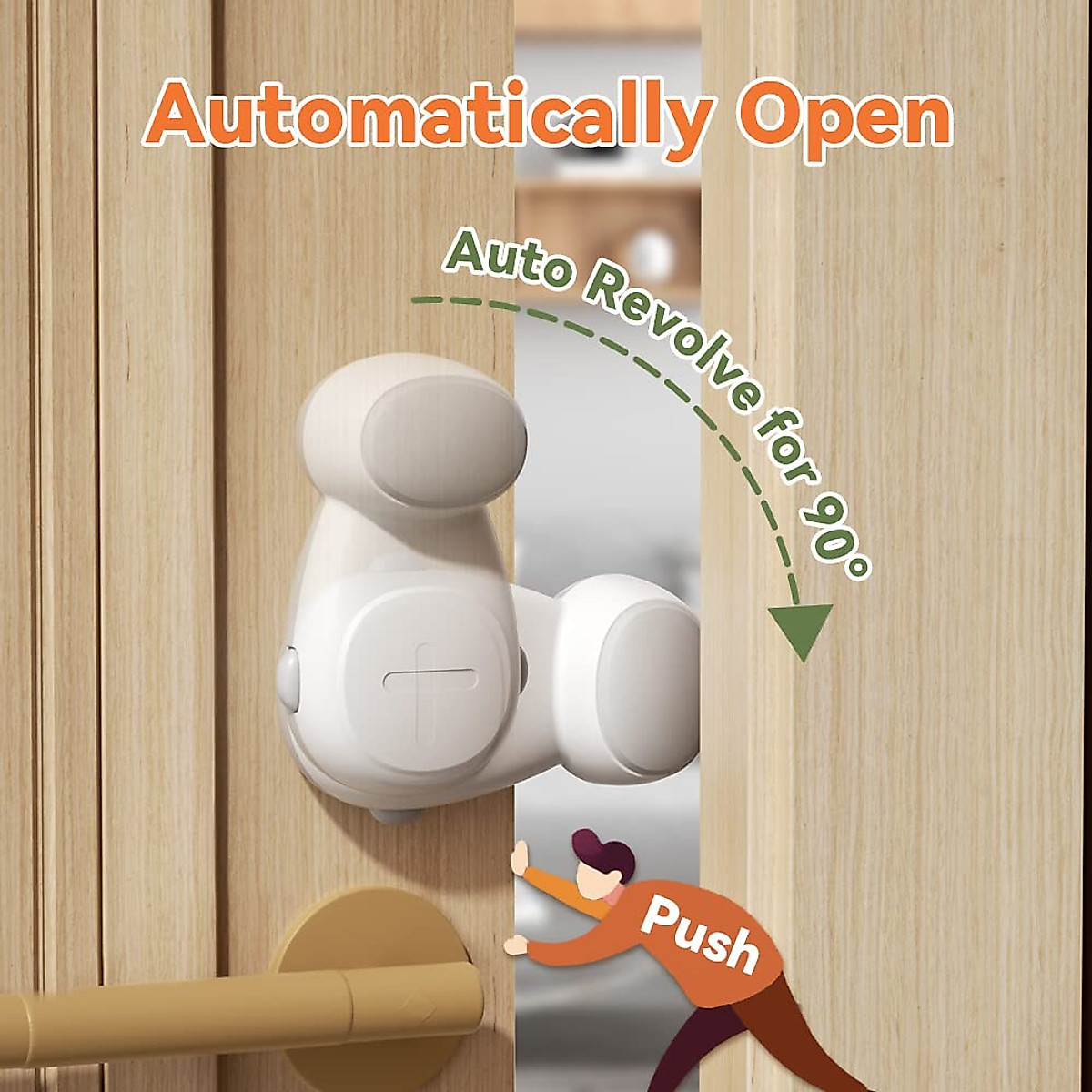 SAFELON 4 PCS Baby Safety Automatic Door Stopper, Automatic Door Finger Guards for Kids, Automatic Anti-Pinch Door Stopper, No Drilling& Tools, Easy to Install and Use