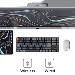 Keychron K1 SE, 87 Keys Ultra-Slim Wireless Bluetooth/USB Wired Mechanical Keyboard with RGB LED Backlit, Hot Swappable Low-Profile Gateron Mechanical Blue Switch Compatible with Mac Windows