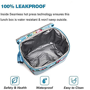 Cute Lunch Box for Adult Insulated Lunch Bag For Women Office Work Travel Fit Fresh Thermal Hot Lunchbox With Shoulder Strap Soft Cute Lunch Pail-Blue