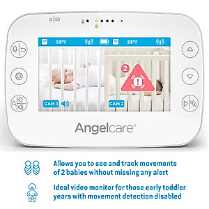 Angelcare 3-in-1 AC327 Baby Monitor, with Movements Tracking, 4.3’’ Video & Sound