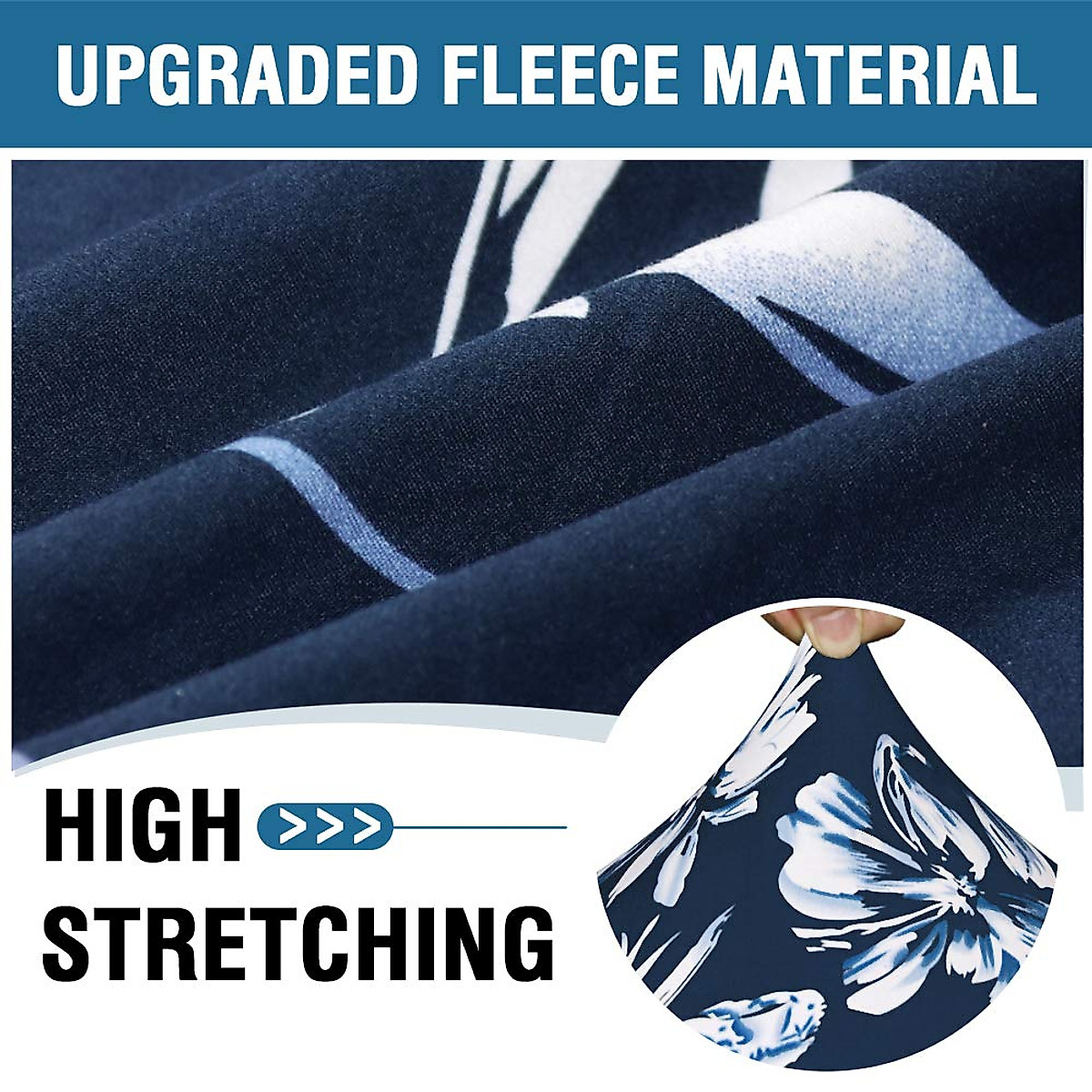 H.VERSAILTEX Super Stretch Ottoman Covers Slipcover Round Ottoman Slipcover Folding Storage Stool Furniture Protector Feature Soft Thick Bouncy Modern Style with Elastic Bottom(Ottoman X-Large, Navy)