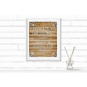 Rustic Farmhouse Bathroom Decor for the Wall - Funny Country Home Art Sign - Modern Farm House Bath Picture - Cabin Restroom Accent - Bathroom Art - Quote Wall Decor - 8x10 UNFRAMED (It's All Giggles)