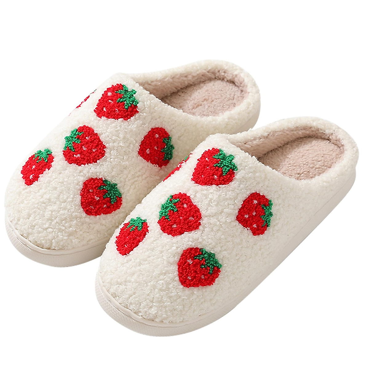 Vdidnts Heart Slippers For Women Strawberry Slippers Couple House Shoes Memory Foam Flat Slippers Strawberry 39/40