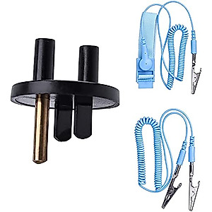IUZIT Grounding Outlet Plug with Anti-static Wrist Strap and Grounding Wire, ESD Safe for Computer,PC Building, Electronics Repair
