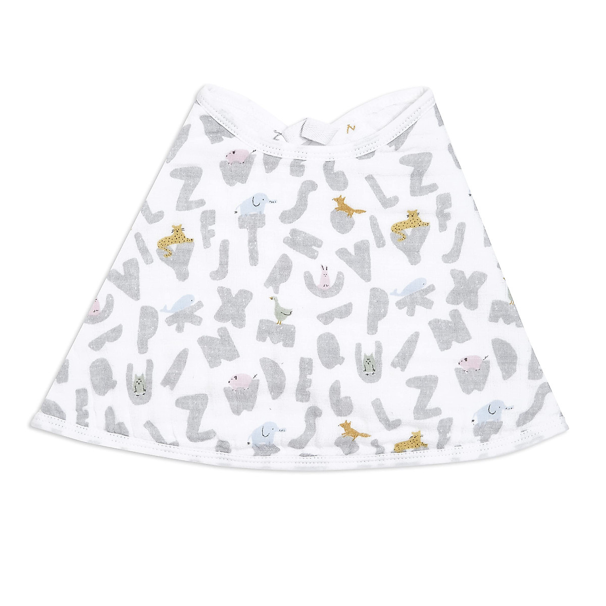 aden + anais Essentials Burpy Bib, 100% Cotton Muslin, Soft Absorbent 4 Layers, Multi-Use Burp Cloth and Bib, 22.5" X 11", Single, Alphabet Animals