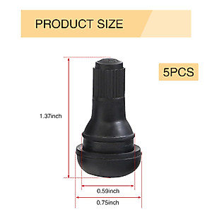 UGSHY 5 PCS Snap-in Tire Valve, TR412 Short Valve Stem, for Tubeless 0.45 Inches Rim Holes on Standard Vehicle Tires (Black)