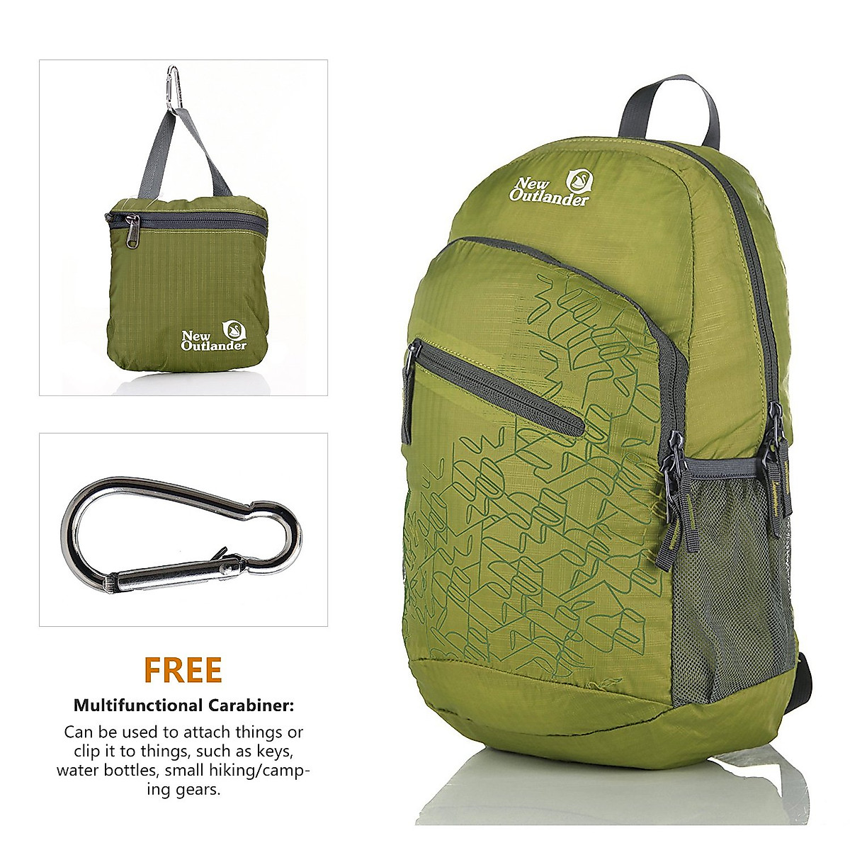 Outlander Packable Handy Lightweight Travel Hiking Backpack Daypack, Green