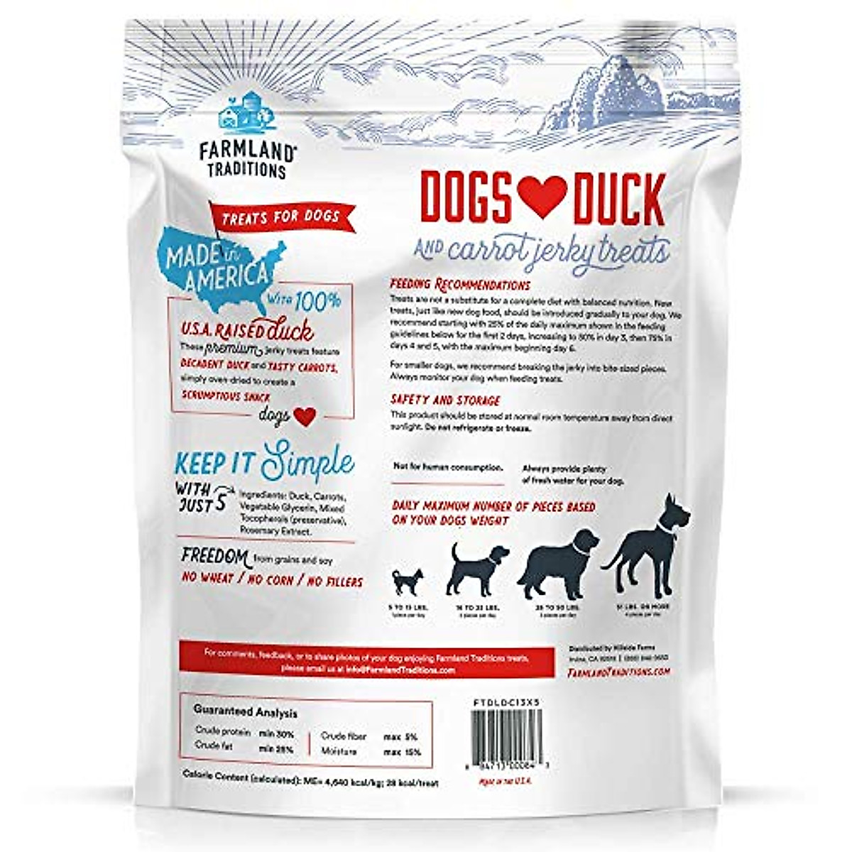 Farmland Traditions Filler Free Dogs Love Duck & Carrot Premium Jerky Treats, 5 oz.