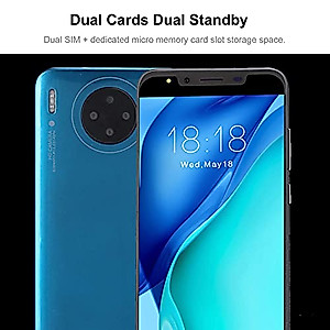 M30PLUS 5.72in Smartphone, International Version 3G Smart Phone, 512MB + 4G Memory, Dual SIM+Memory Card Slot Cell Phone for Android System(Blue)