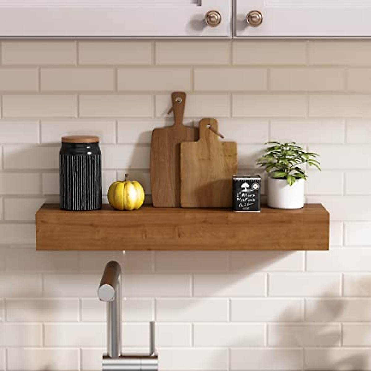 Wall Floating Shelves - Rustic Wooden Wall Shelf for Kitchen Bathroom - Handmade Farmhouse Shelves (Special Walnut, 24 Inch - 2 Pack)