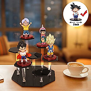 crylic Display Stand for Figures, Collectibles, Toys and Dolls, Jewelry, Action Figures Collection Organizer Holder, Collectibles Display Stand, Cosmetic Items Display Risers, 7-Tier. (Black)