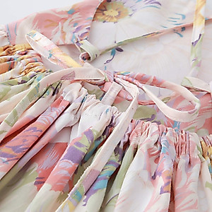 Toddler Vintage Floral Girls Dress Baby Backless Sundress Sleeveless Matching Outfits (US, Age, 2 Years, 3 Years, Pink)