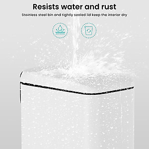 RROCOSIA Slim Bathroom Trash Can with Lid - 1.3 Gallon Small Garbage Bin, Step Pedal, Removable Bucket for Small Spaces, for Bathroom, Bedroom, and Kitchen (2, White)