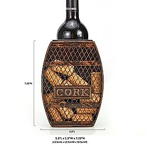 Yawill Tabletop Wine Holder Metal Wine Barrel Single Wine Bottle Rack Cork Holder Freestanding Wine Accessory for Home Kitchen Wine Lovers (Wine Barrel)