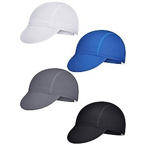 4 Pieces Summer Unisex Cycling Cap Breathable Bicycle Caps Sweat-Absorbing Biking Caps for Women Men Running Outdoor Sports (White, Grey, Black, Blue)