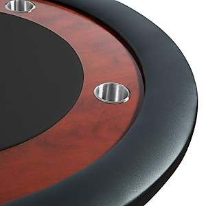 BBO Poker Ultimate Mahogany Folding Poker Table for 10 Players with Felt Playing Surface (Black)