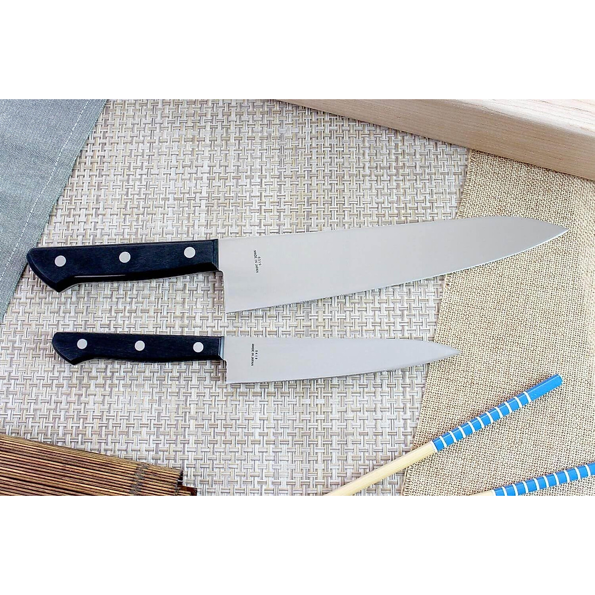 MAC Knife Chef series 2-piece starter knife set H-30, HB-85 Chef series 8.5" Gyutou-style Chef's knife and HB-55 Chef series 5.5" Utility knife, handcrafted in Seki, Japan