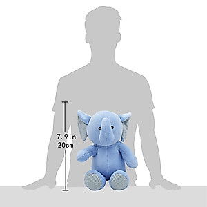 Benaturalbaby Organic Cotton Animal Elephant - Soft Toy Stuffed Animal Plush Elephant (Infant Baby First Lovely Elephant), 7.9 inch (Blue)