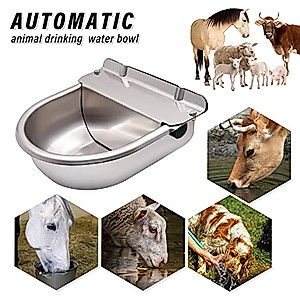 HHNIULI 2.5L/84.5oz Automatic Dog Waterer, 2 PCS 304 Stainless Steel Automatic Animal Drinking Water Bowl Trough Dispenser for Dogs Horses Cattle Sheep Goat Chicken  