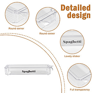 Yomjarl Pasta Storage Container Plastic Spaghetti Food Storage Box, Airtight Spaghetti Noodle Holder Rectangular Chopstick Storage Box for Spaghetti, Pasta, Noodles, Eggs, Fruits Snacks