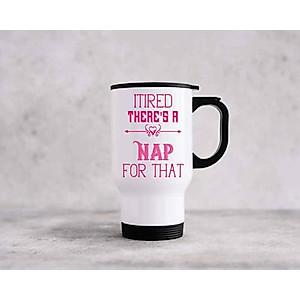 Rest & Relax Gift for Lazy Secretary, Coworkers' Surprise for the Boss - Sleeping 14 Oz White Stainless Steel Travel Mug