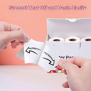 Ponek Mini Pocket Sticker Printer - T02 Black On White Self-Adhesive Paper, Thermal Paper 50mm x 3.5m, 3 Rolls, Keep for 10 Years, Mini Printer for Journal, Notes, Memo