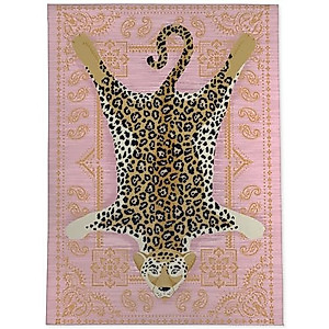 Vintage Boho Style Cheetah Print Area Rug 2x3 Red Leopard Wool Rug for Living Dining Room Bedroom Washable Anti Slip Stain Shedding Foldable Low Pile Soft Carpet