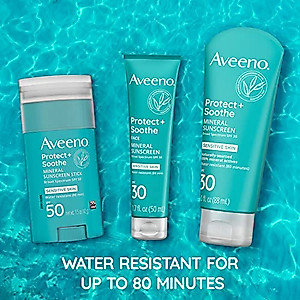 Aveeno Protect + Soothe Face Mineral Sunscreen with Broad Spectrum SPF 30 for Sensitive Skin, Lightweight & Non-Greasy Face Sunscreen, Water-Resistant UVA/UVB Protection, 1.7 fl. oz