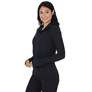 Yogalicious Nude Tech Half Zip Long Sleeve Jacket with Front Pockets - Black - XS