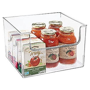 mDesign Modern Plastic Open Front Dip Storage Organizer Bin Basket for Kitchen Organization - Shelf, Cubby, Cabinet, and Pantry Organizing Decor - Ligne Collection - 2 Pack - Clear