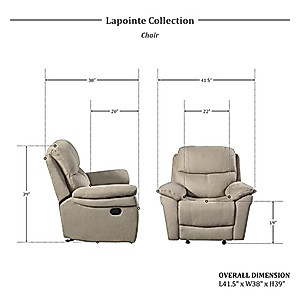 Lexicon Lapointe Wall-Hugger Manual Glider Reclining Chair, Tan