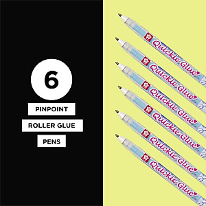 Sakura Quickie Glue Pens - Liquid Glue Pens for Crafting - Pinpoint Roller Glue - 0.7 mm Tip - 6 Pack