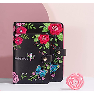 Guokichy Journal Travel Composition Notebook Filofax Planner Organiser Refills for Monthly Weekly Daily (Embroidery, A6)