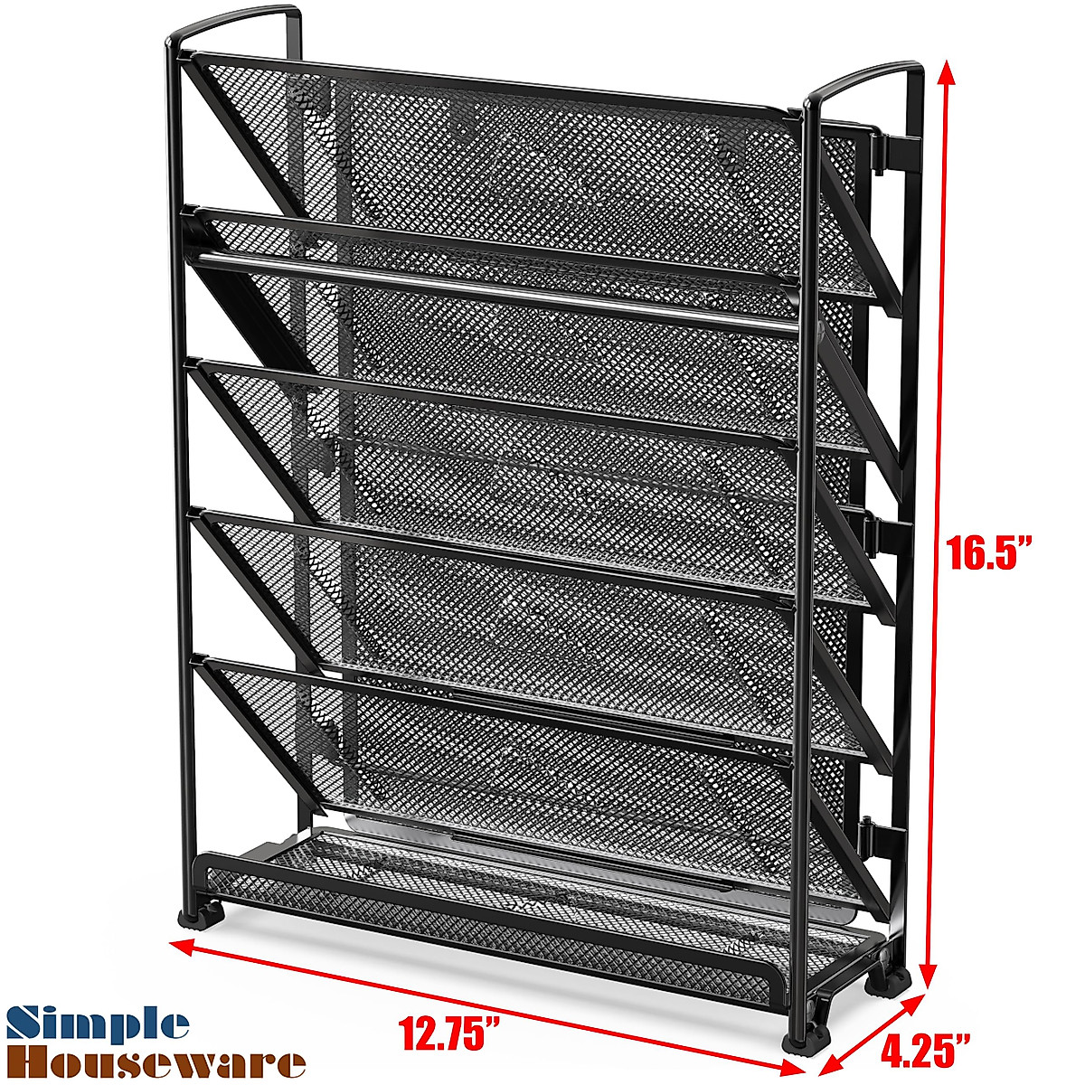 Simple Houseware 6 Tier Wall Mount Document Letter Tray Organizer, Black