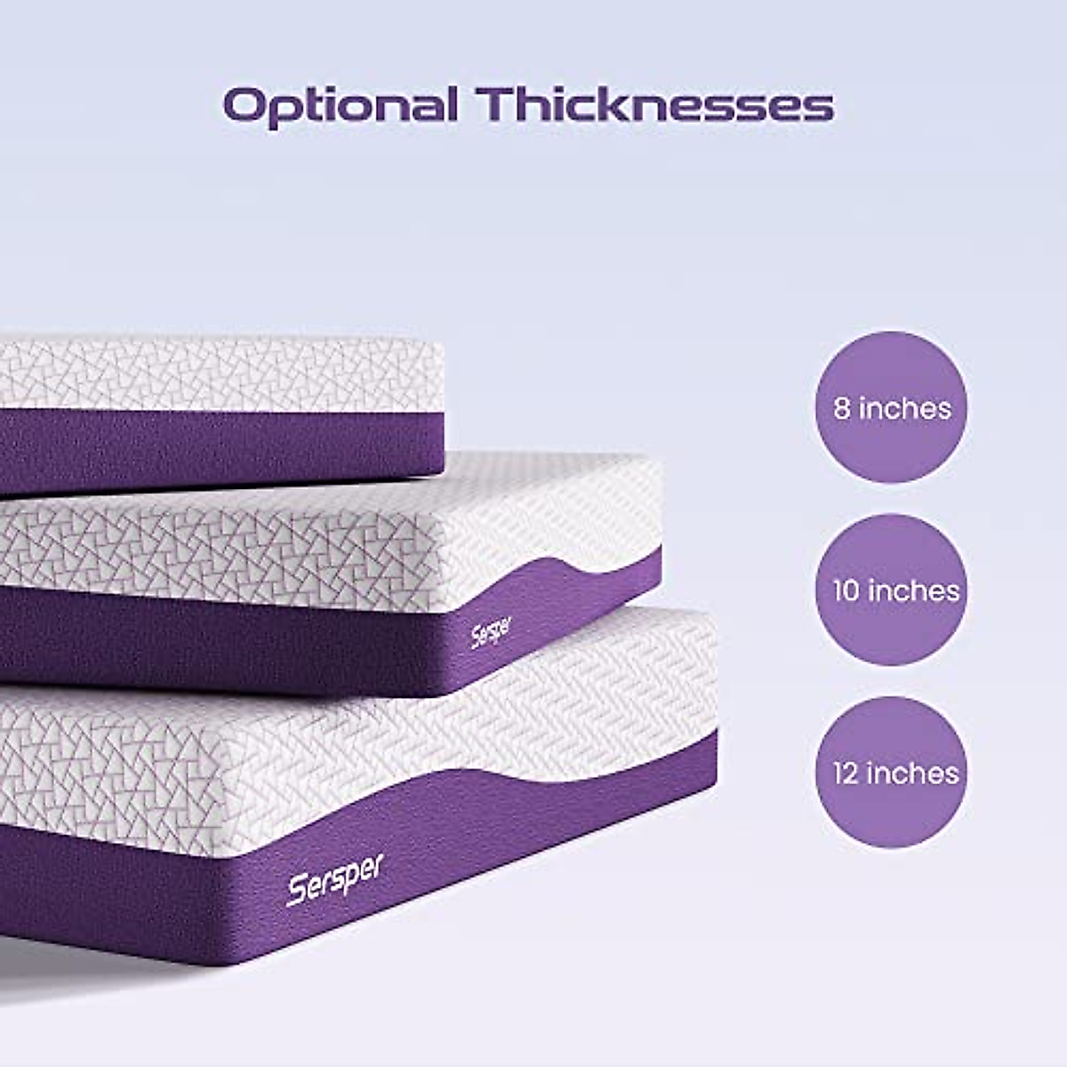 Sersper 12 Inch Bamboo Charcoal Cooling Gel Memory Foam Full Mattress -Medium Plush - with Moisture Wicking Cover and Edge Support for Motion Isolating - Made in North America