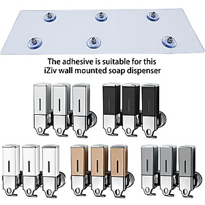 iZiv Soap Dispenser Adhesive with Screws, No-Drill Wall Mounted Soap Dispenser Glue, Self-Adhesive for Shower Pump Dispenser Shower Gel Dispenser Shampoo Dispenser Bathroom Dispenser