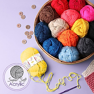 73 Piece Crochet Kit with Crochet Hooks Yarn Set - Premium Bundle Includes Yarn Balls, Needles, Accessories Kit, Canvas Tote Bag and Lot More - Starter Pack for Kids Adults – Beginner, Professionals.
