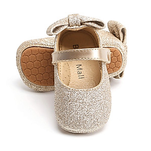 Felix & Flora Gold Baby Shoes Girl 12-18 Months - Infant Baby Walking Shoes Moccasinss Rubber Sole Crib Shoes(Gold,12-18 Months)